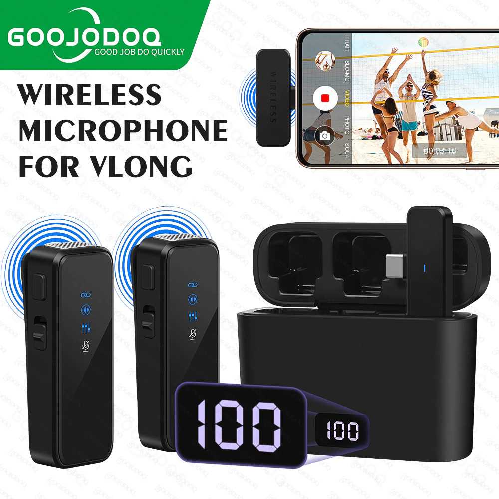 Jual GOOJODOQ Microphone Wireless Portable Lavalier Mic Kit USB Type C ...