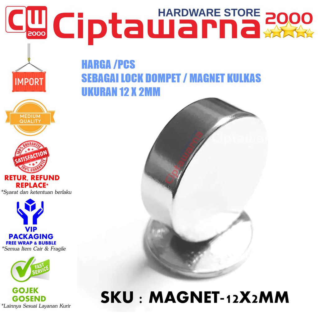 Jual Magnet Kuat Koin strong magnet neodymium magnet coin 12 x 2mm ...