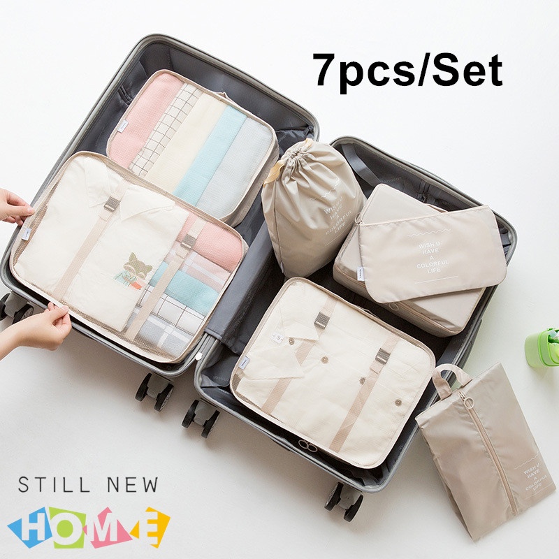 Jual 8pcs/Set Tas Travel Organizer Storage Bag /Tas Koper Polos/8 in1 ...