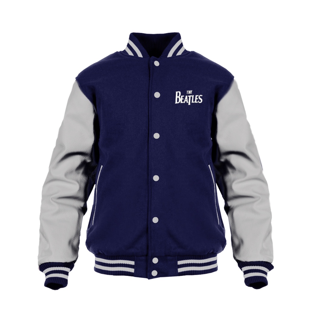 Jual The Beatles - Revolver Navy/Grey Varsity Jacket | Shopee Indonesia
