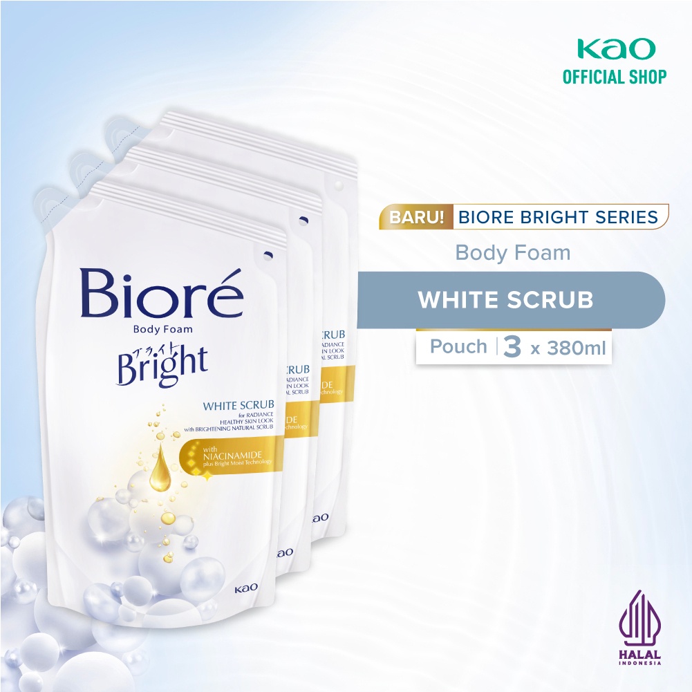 Jual Biore Bright Body Foam White Scrub 380ml Triple Pack | Shopee ...