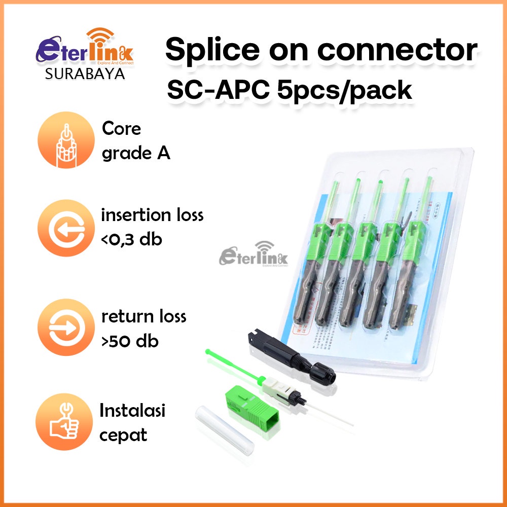 Jual 1Pack/5Pcs Splice On Connector SOC SC/APC Untuk Sambungan Kabel ...