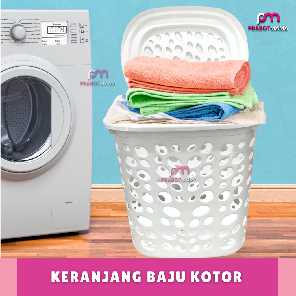 Jual Laundry Basket Tutup Putih Helmut - Prabotmama / Keranjang Baju ...