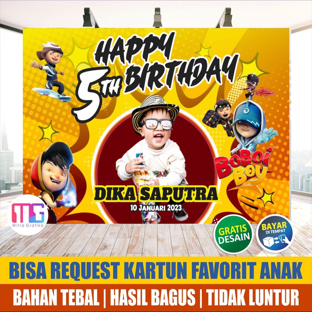 Jual Cetak Spanduk ultah anak tema boboiboy / banner ulang tahun anak ...
