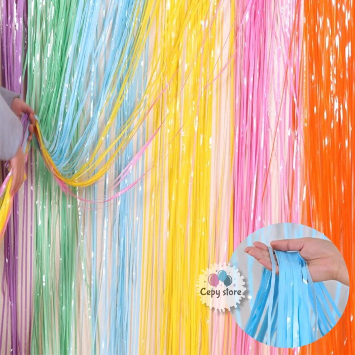 Jual Tirai Foil Rumbai Pastel / Curtain Selinger / Backdrop Foil Pastel ...