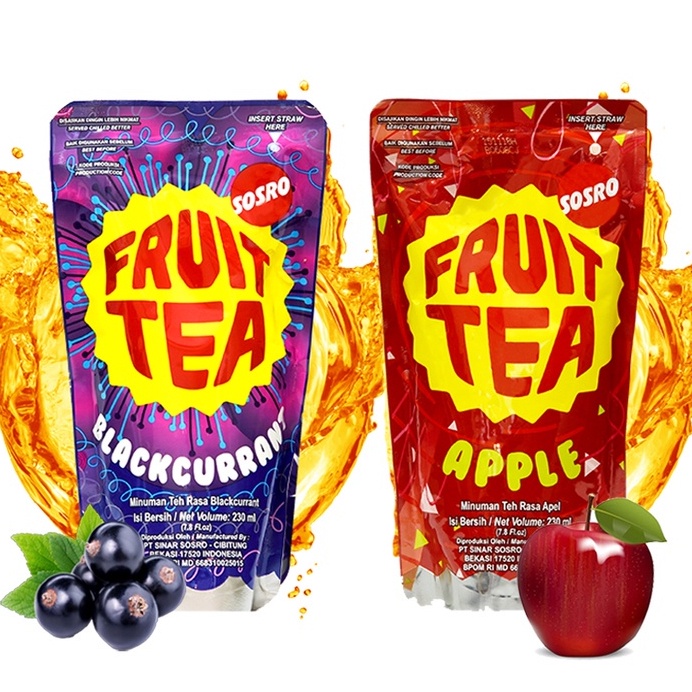 Jual FRUIT TEA SOSRO POUCH 230ml RASA APPLE BLACKCURRANT MINUMAN TEH ...