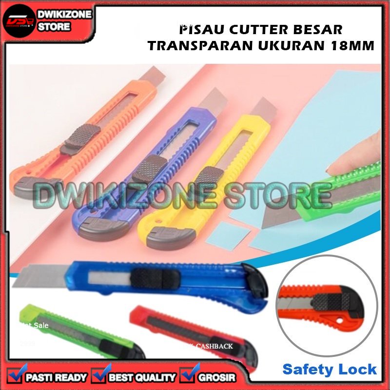 Jual [GROSIR] PISAU CUTTER ALAT POTONG KERTAS WARNA WARNI TRANSPARAN ...