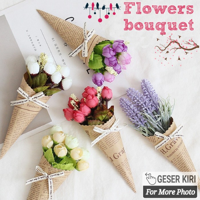 Jual Buket Bunga Mini Flowers Bouquet Bunga Artificial Hiasan Rose ...