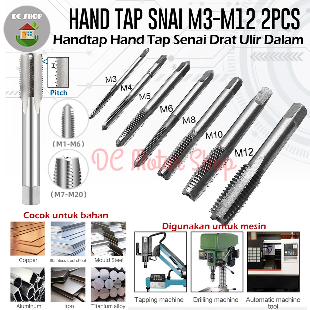 Jual Handtap Hand Tap Senai Snai M3 M4 M5 M6 M8 M10 M12 2Pc Drat Ulir ...