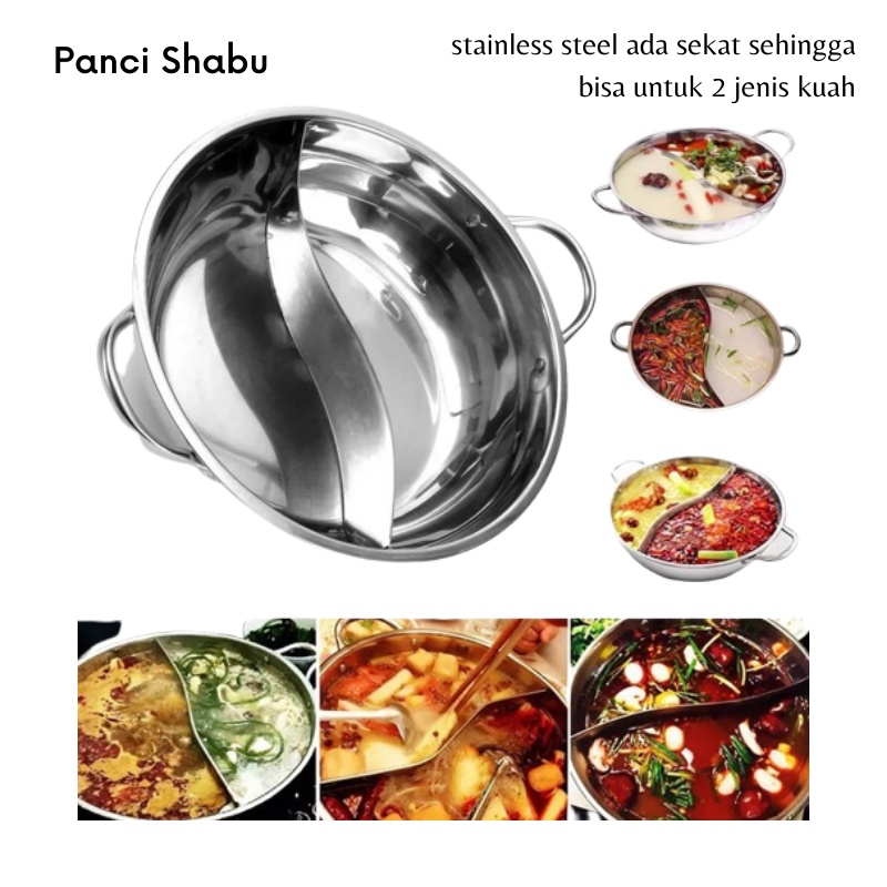 Jual GOS - Panci Shabu Sekat Bahan Stainless - Panci Rebus Tutup Kaca ...