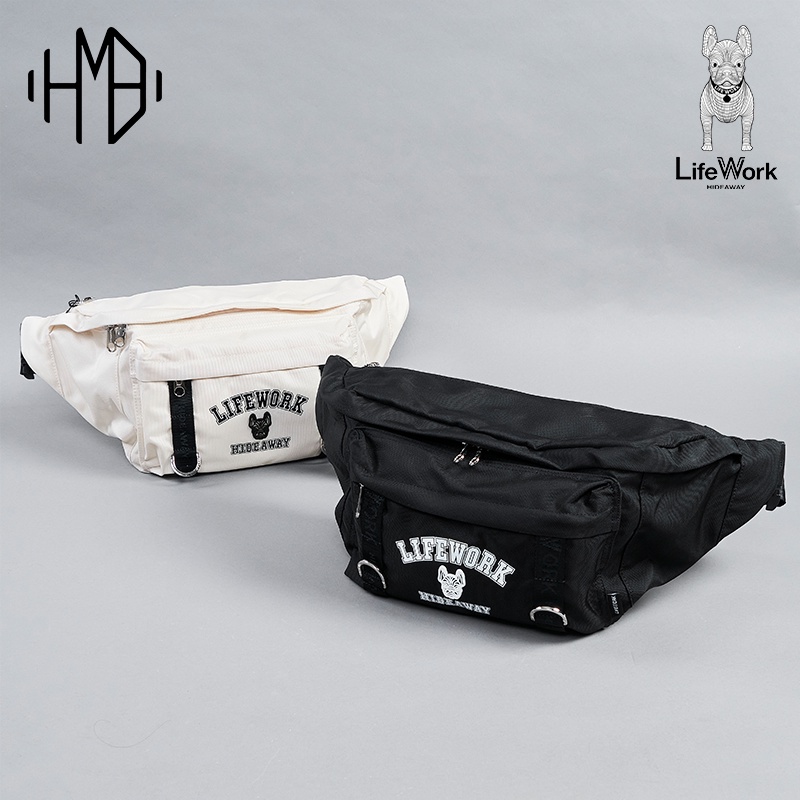 Jual Life Work Korea Arch Logo Big Hipsack Black Bag lifework | Shopee ...