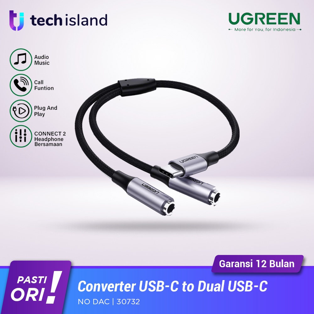 Jual Ugreen USB-C to Dual Jack 3.5mm Female Audio Converter Splitter ...