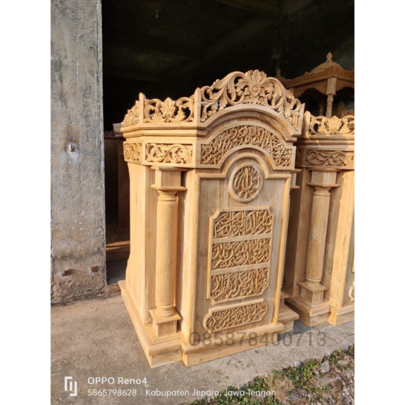 Jual Mimbar masjid full Kayu Jati SOLID TPK PERHUTANI mimbar pidato ...