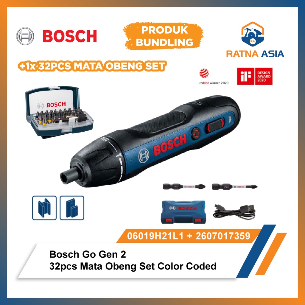 Jual Mesin Obeng 3.6V Cordless Bosch Go Gen 2 + 32pcs Mata Obeng ...