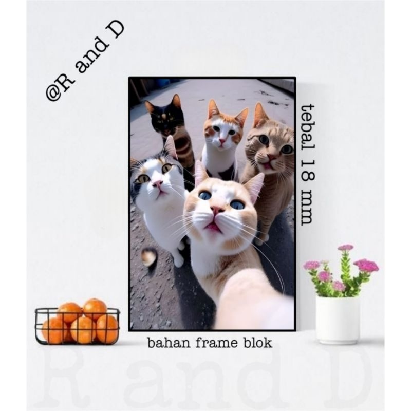 Jual Hiasan dinding gambar kucing lucu ukuran A3, Dekorasi dinding ...