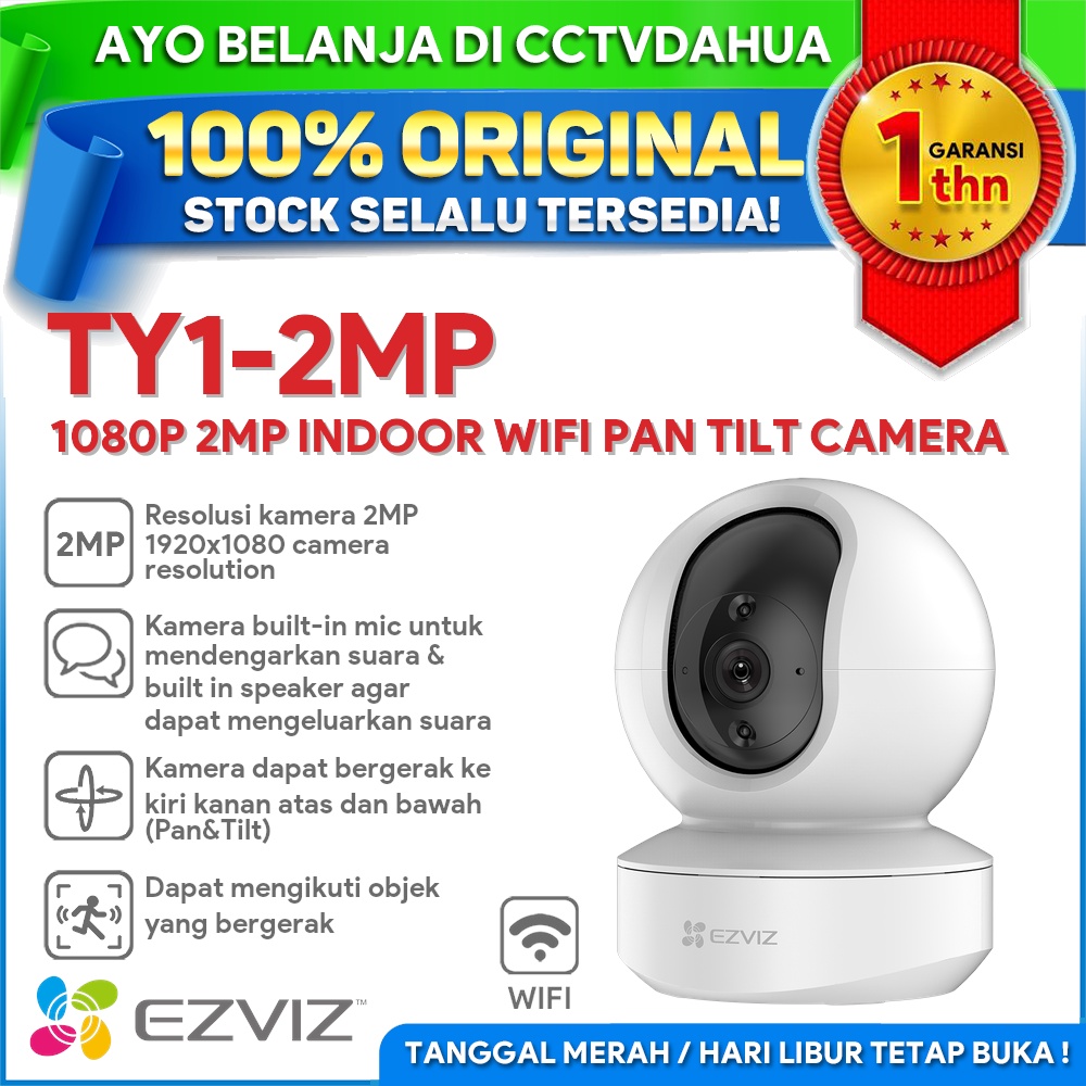 Jual EZVIZ TY1 1080P 2MP INDOOR WIFI PAN TILT CAMERA SMART TRACKING ...