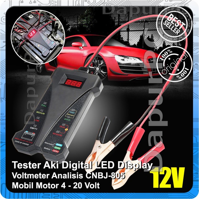 Jual Tester Aki Digital LED Display Alternator Voltmeter Analysis ...