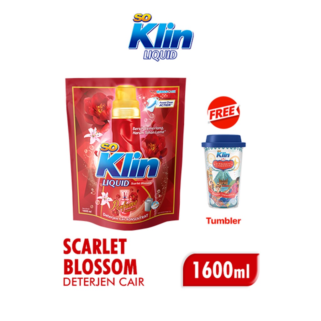 Jual Soklin Deterjen Cair Perfume Merah Pouch 1600 Ml Free Tumbler ...