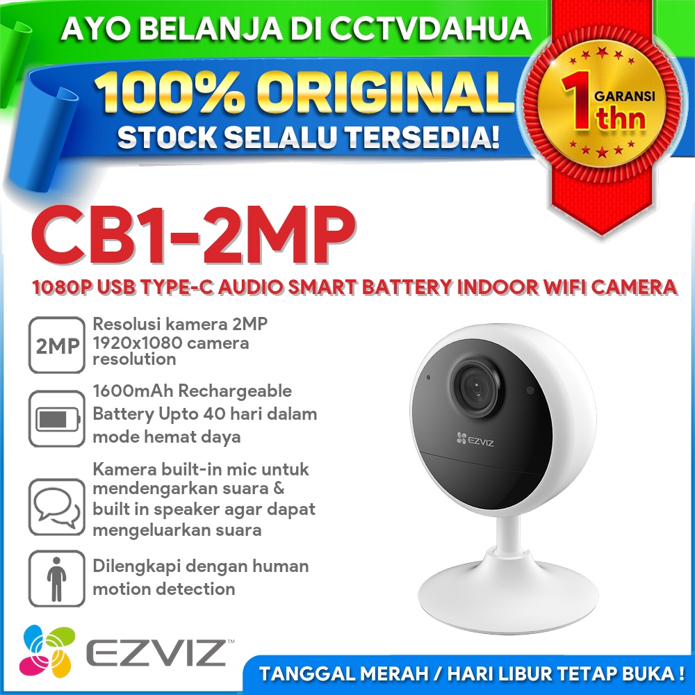 Jual EZVIZ CB1 2MP 1080P USB TYPE-C AUDIO SMART BATTERY INDOOR WIFI ...