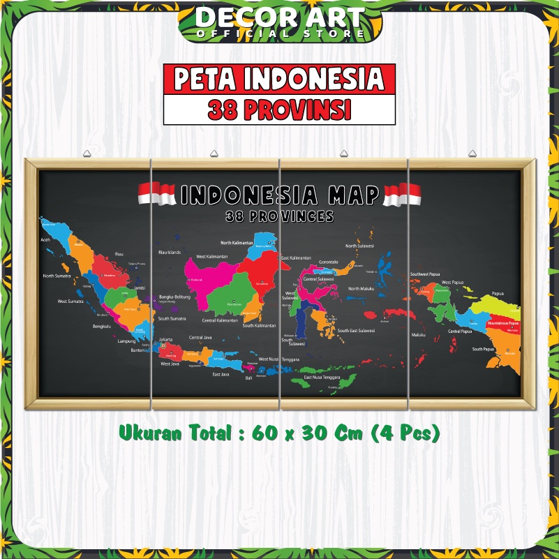Jual Pajangan Dinding Terbaru Peta Indonesia 38 Provinsi Siap Pasang ...