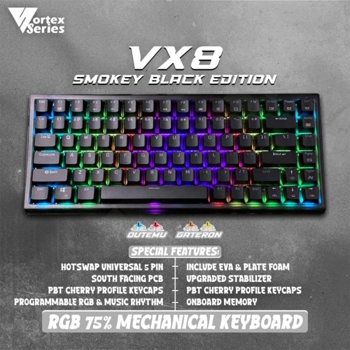 Jual Vortex Series VX8 Smokey RGB Hotswap - Mechanical Gaming Keyboard ...