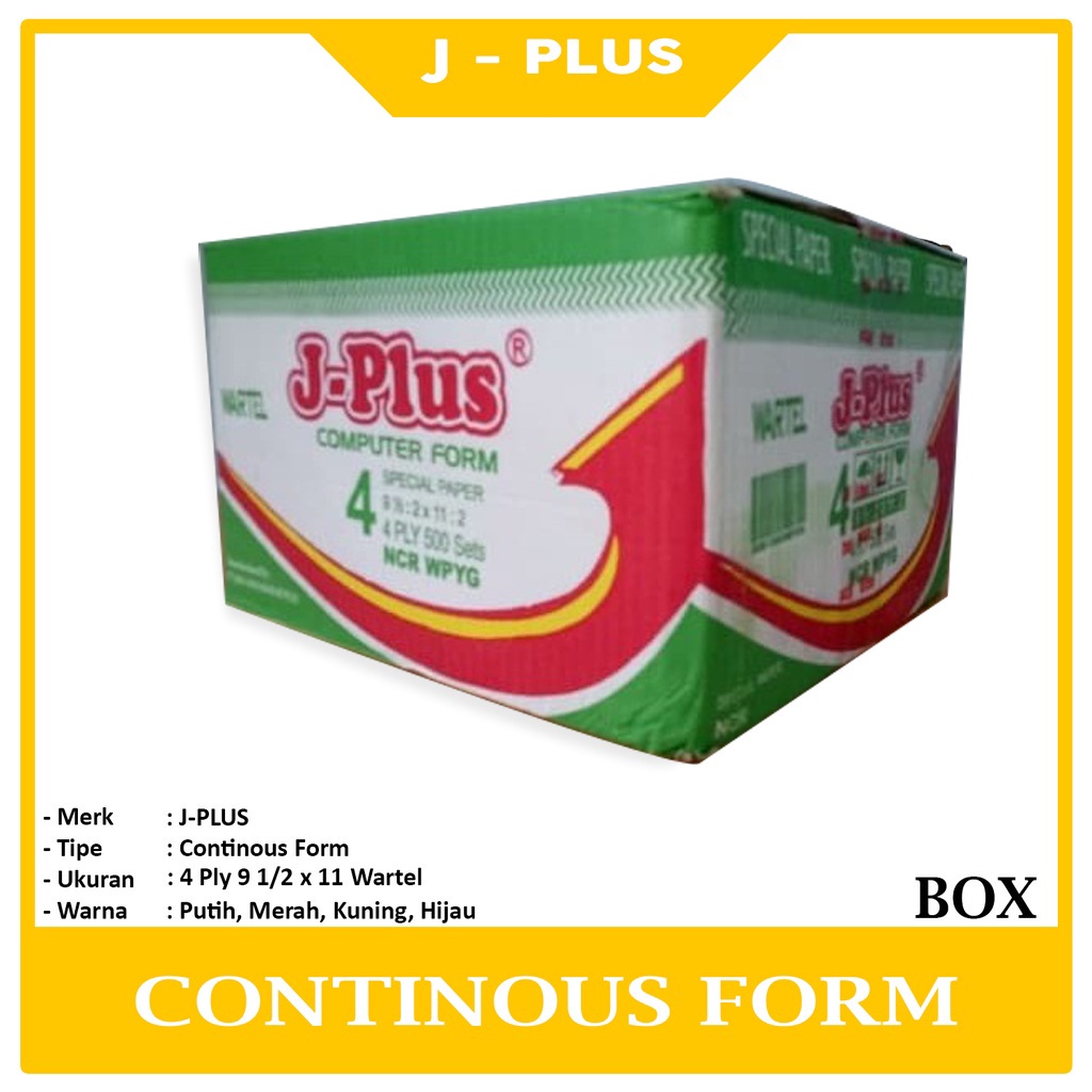 Jual J-PLUS Continous Form 91/2 x 11/2 4Ply/2 ( K4 Wartel Jplus ...