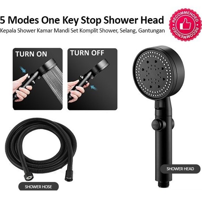 Jual Paket Kepala Shower 5 Mode Selang 150cm Flexible Kamar Mandi | Shopee Indonesia