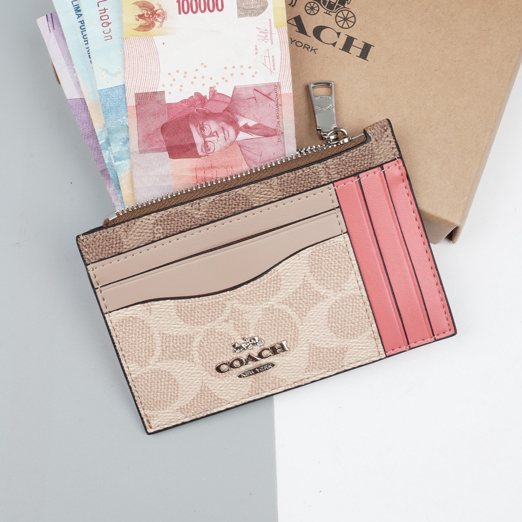 Jual CARD HOLDER COACH LARGE CARD CASE IN BLOCKED SIGNATURE CANVAS ...