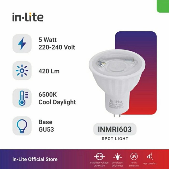 Jual Lampu MR16 LED IN-lite Inlite INMR1603 5W MR 16 5 W 5 Watt 5Watt Spot | Shopee Indonesia