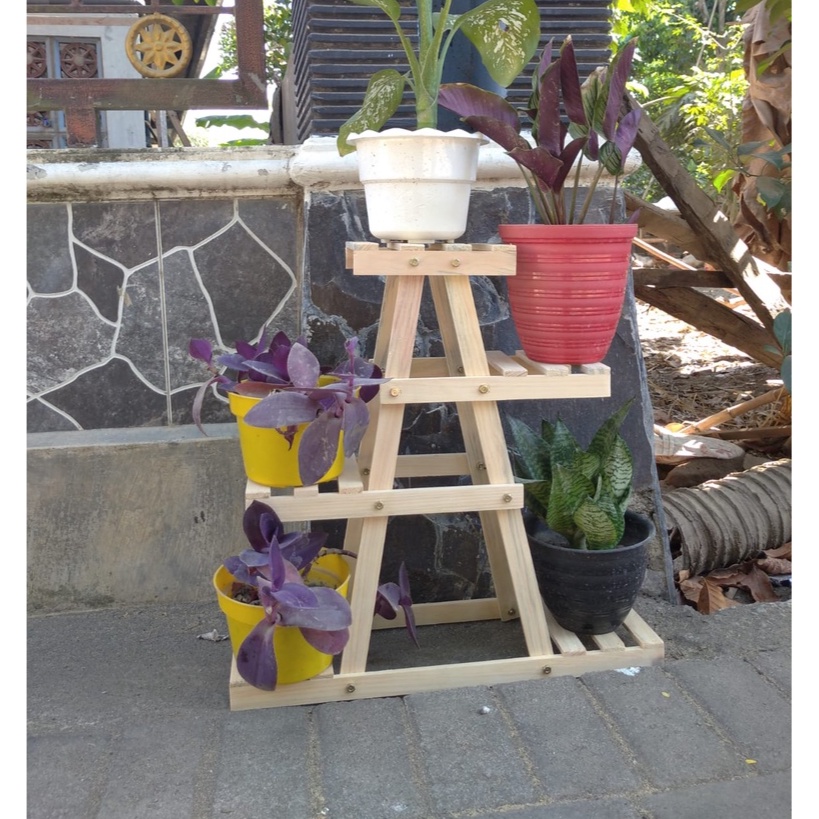 Jual Rak bunga wooden / standing pot / standing flower / tempat bunga ...