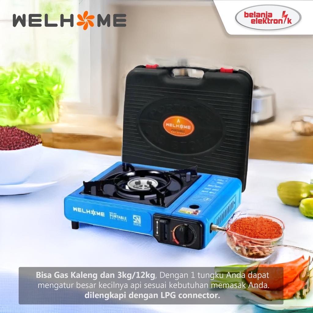 Jual KOMPOR GAS PORTABLE 1 TUNGKU 2 IN 1 WELHOME WKP 001 LPG / KOMPOR CAMPING | Shopee Indonesia