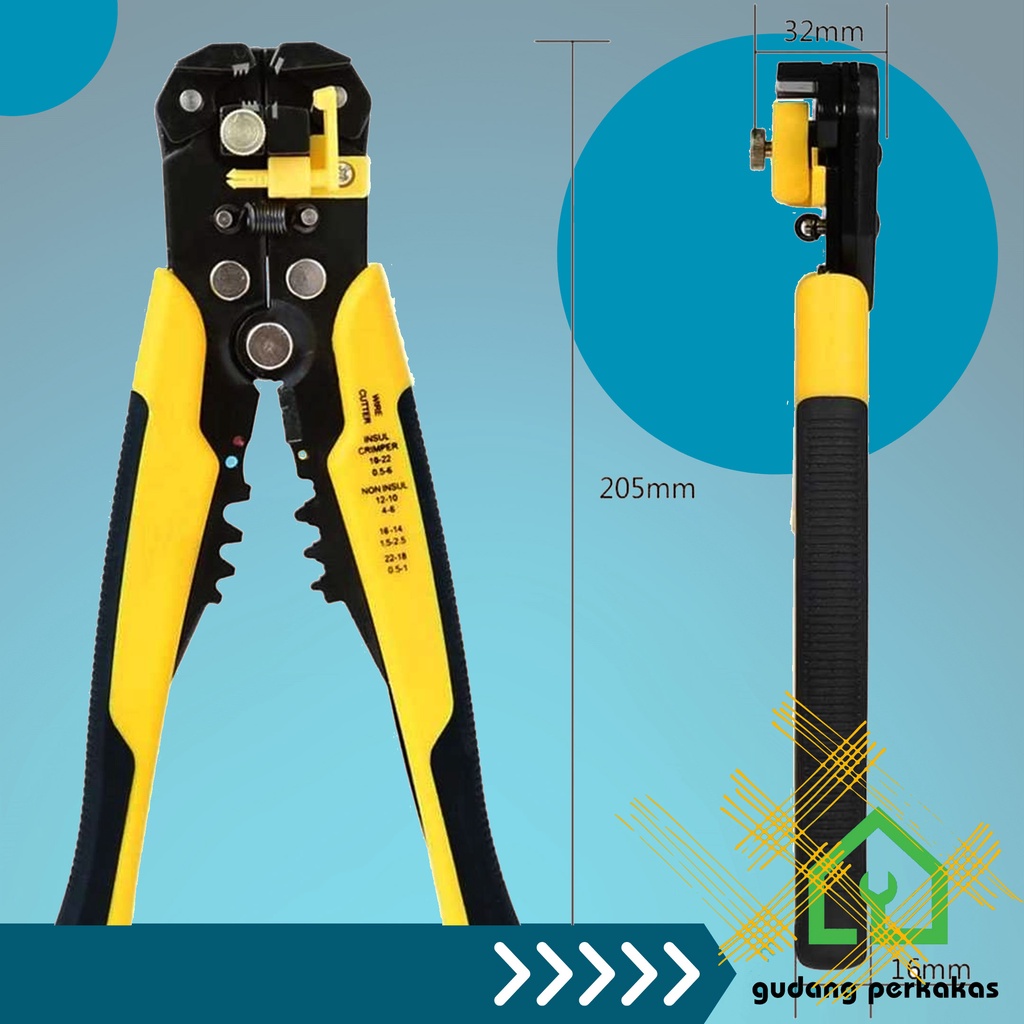 Jual Tang Kabel Multifungsi Wire Cutter Pliers / Tang Kupas Kabel ...