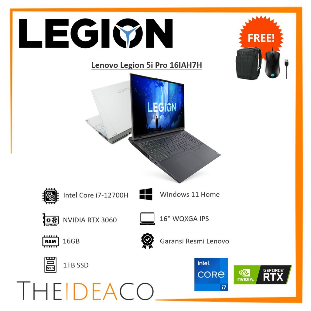 Jual Lenovo Legion 5i Pro Gaming i7-12700H RTX 3060 6GB 16GB 1TB SSD 16" WQXGA 165Hz Win11Home ...