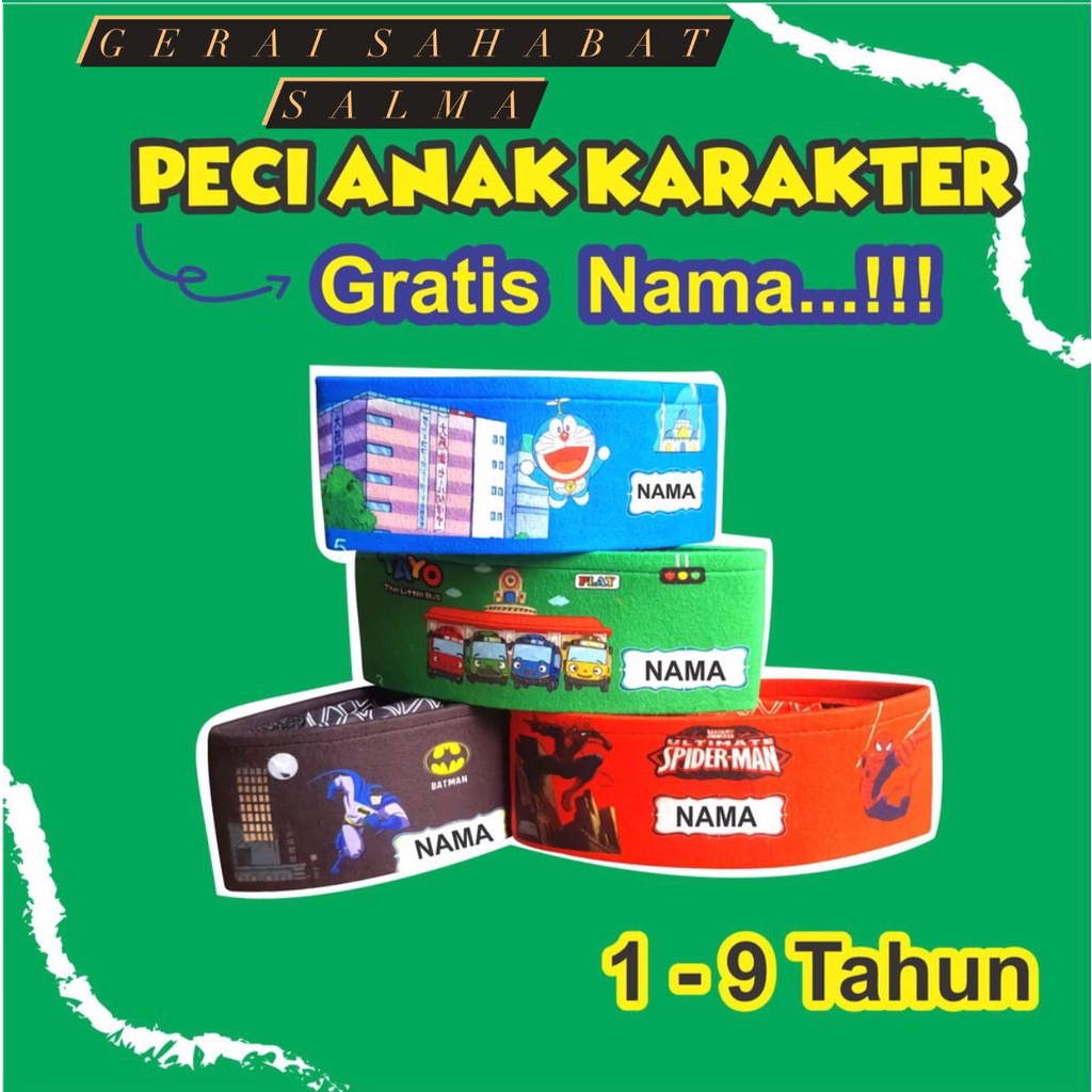 Jual (POPAK)Peci Anak Karakter,peci anak,peci anak nama,peci anak murah ...
