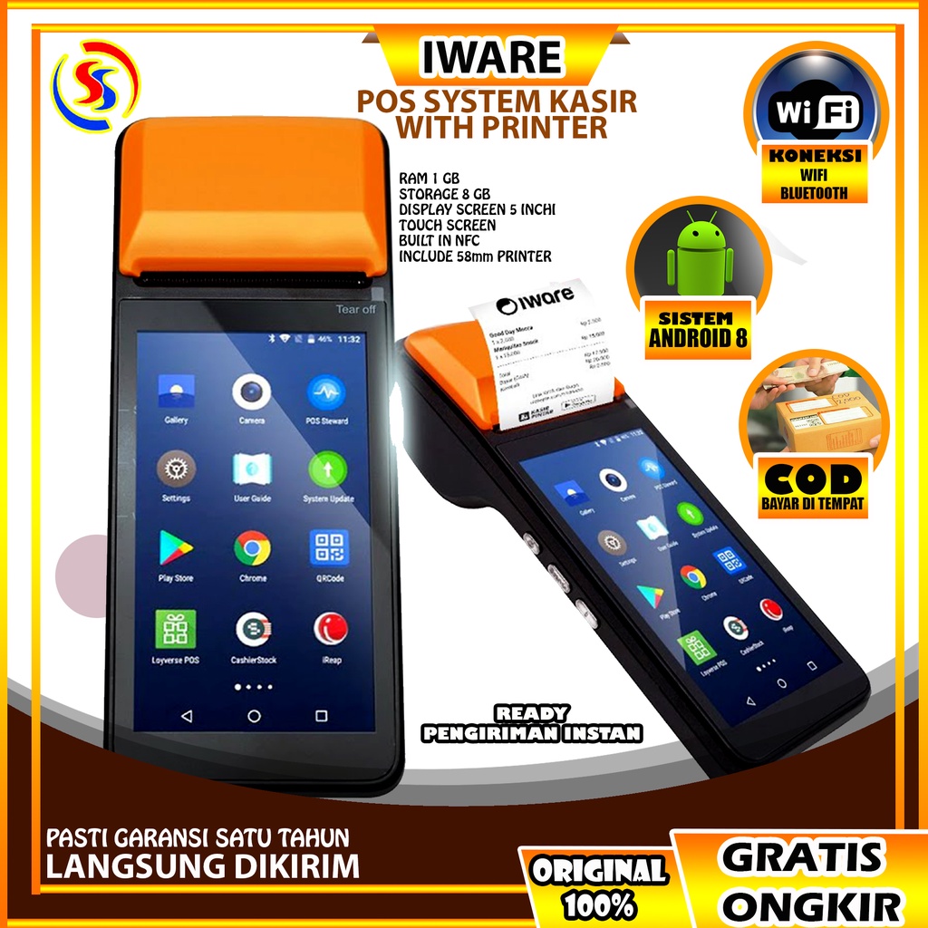 Jual ANDROID ALL IN ONE POS THERMAL TOUCHSCREEN IWARE SM-31X 58MM WIFI ...