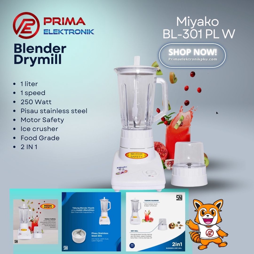 Jual Blender Miyako BL 301 PL W Blender Plastik 1 Liter 2 in 1 | Shopee Indonesia