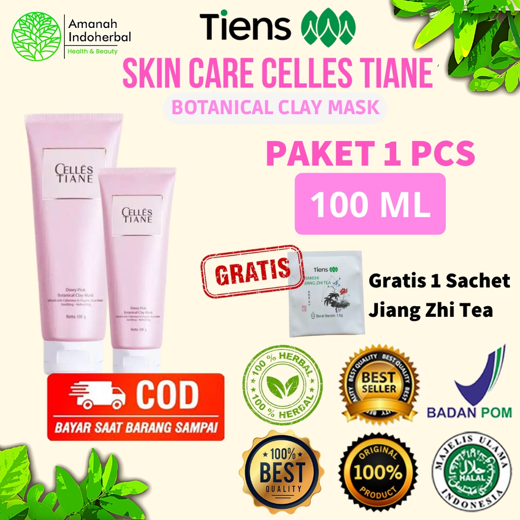 Jual CELLES TIANE DEWY PINK BOTANICAL CLAY MASK (100 ML) | Shopee Indonesia