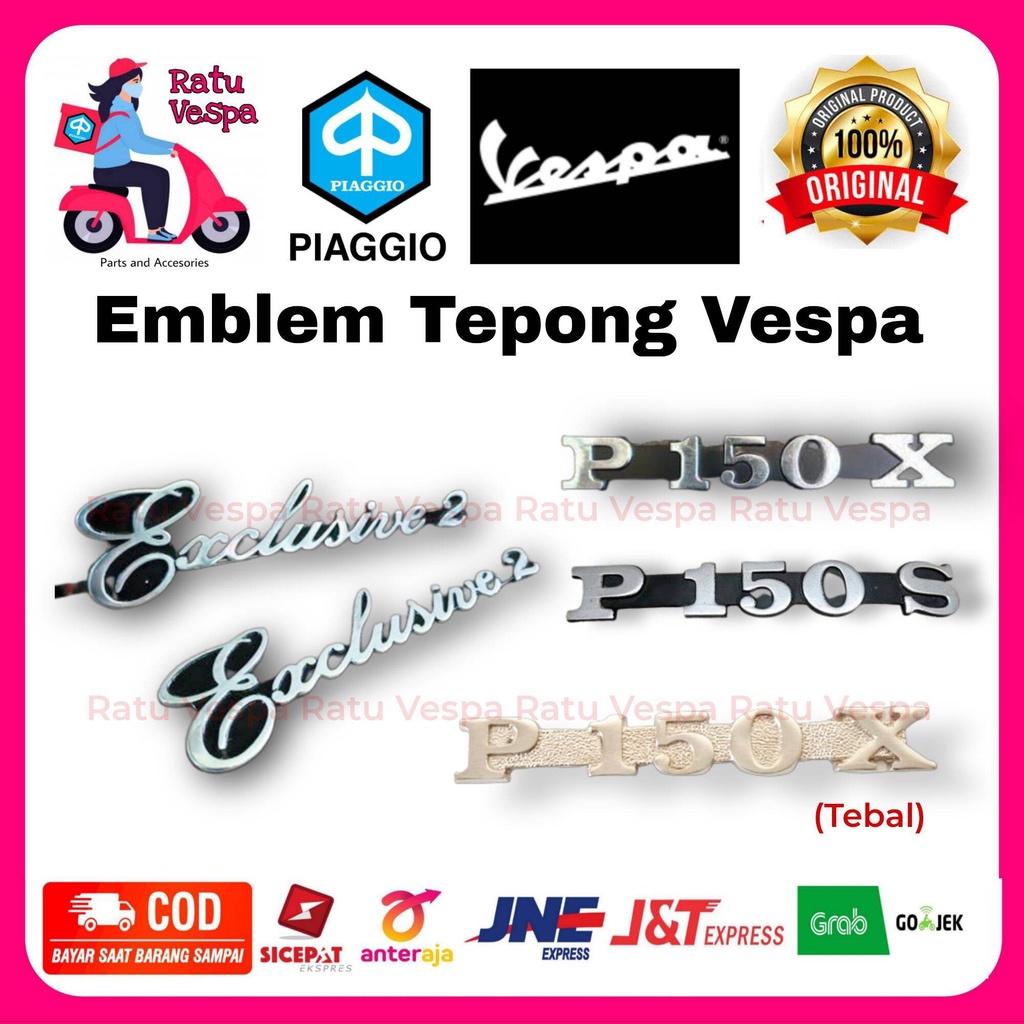Jual Emblem Tepong warna Chrome Vespa Exclusive P150X P150S | Shopee ...