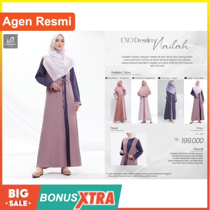 Jual Gamis Rabbani EXO DRESSLIM NAILAH Busui Lembut Rapih Orignal Cewek ...