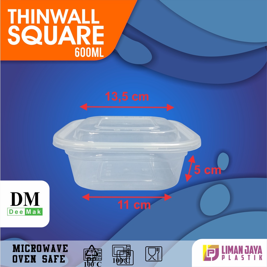 Jual Thinwall DM SQ 600ml - 750ml (1 pack isi 25 pcs) | Thinwall Square ...