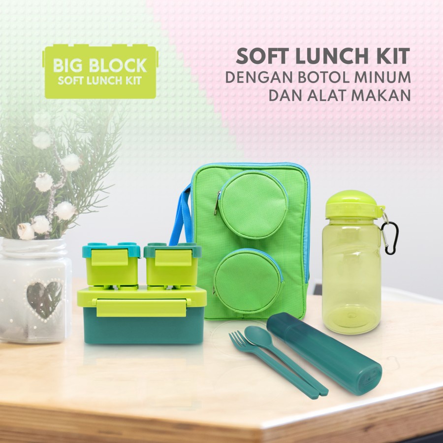 Jual TECHNOPLAST Lunch Box Set Big Block Soft Lunch Kit Set Kotak Makan Botol Minum Dan Tas ...