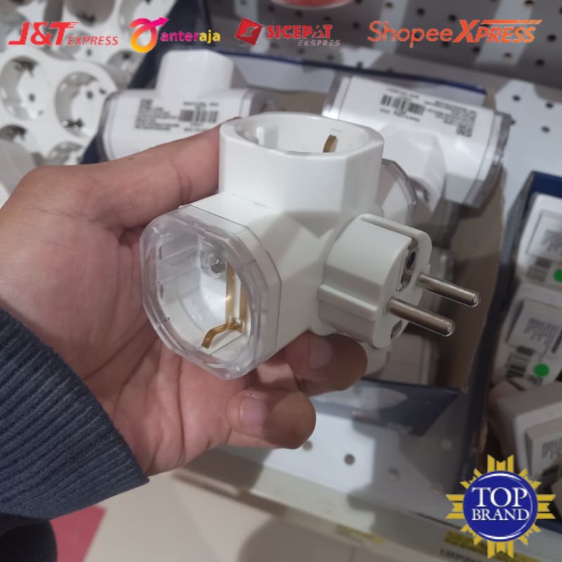 Jual Krisbow stop kontak T 3 arah colokan listrik 10A | Shopee Indonesia