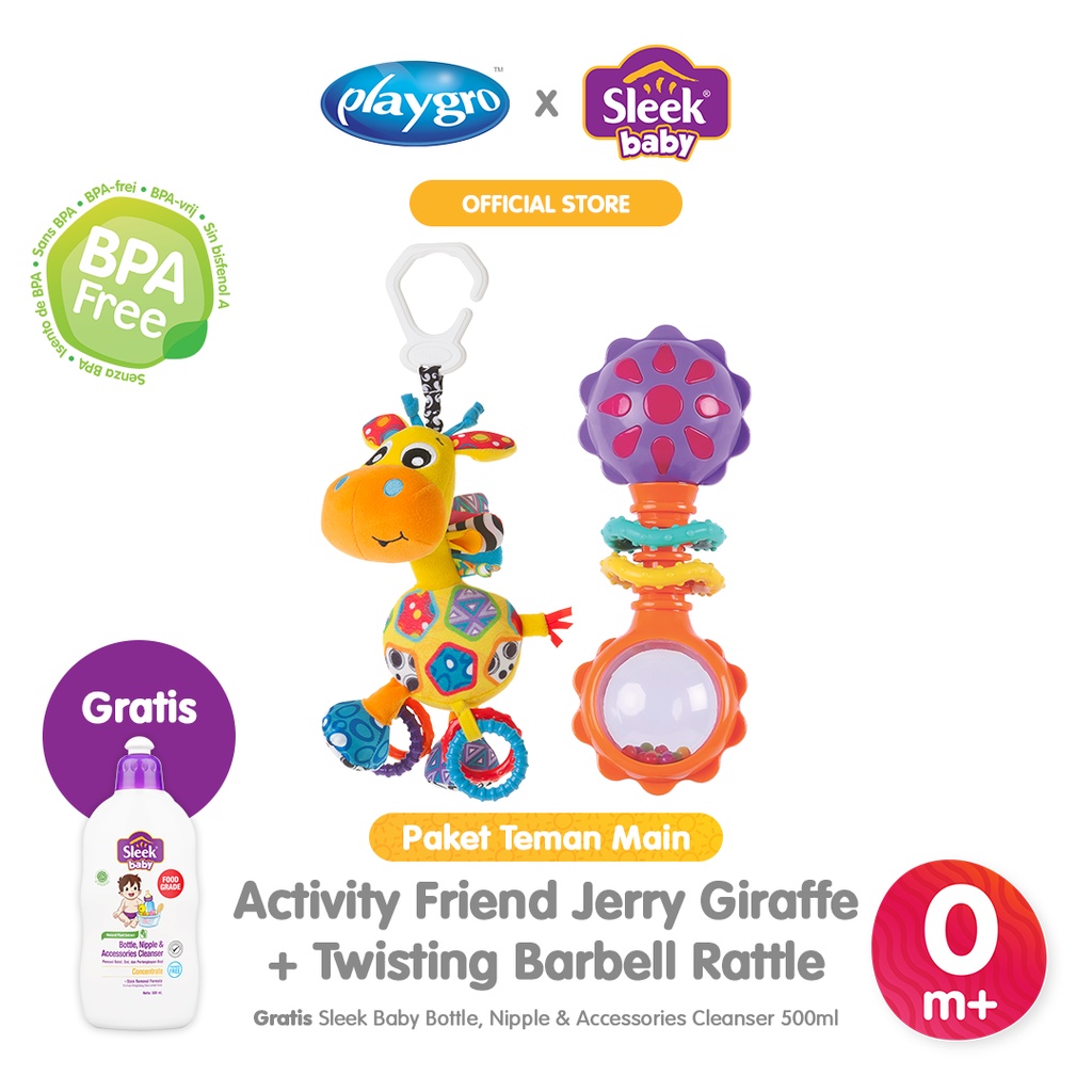 Jual Playgro Activity Friend Jerry Giraffe + Twisting Barbell Rattle ...