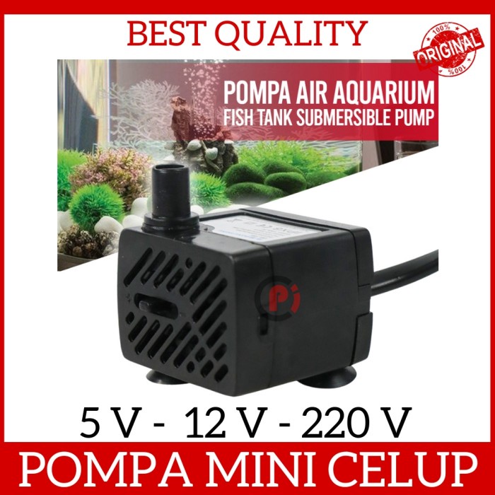 Jual Pompa Air Mini Celup Submersible Pump Fish Tank Aquarium 5V 12V ...