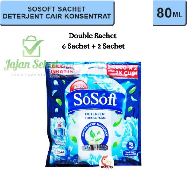 Jual Sosoft Liquid Detergent 80ml Double Sachet 6 Sachet Bonus 2 Sachet ...