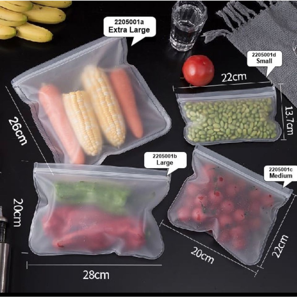 Jual U253 Reusable ziplock SILICONE silikon Food Bag Kantong ...