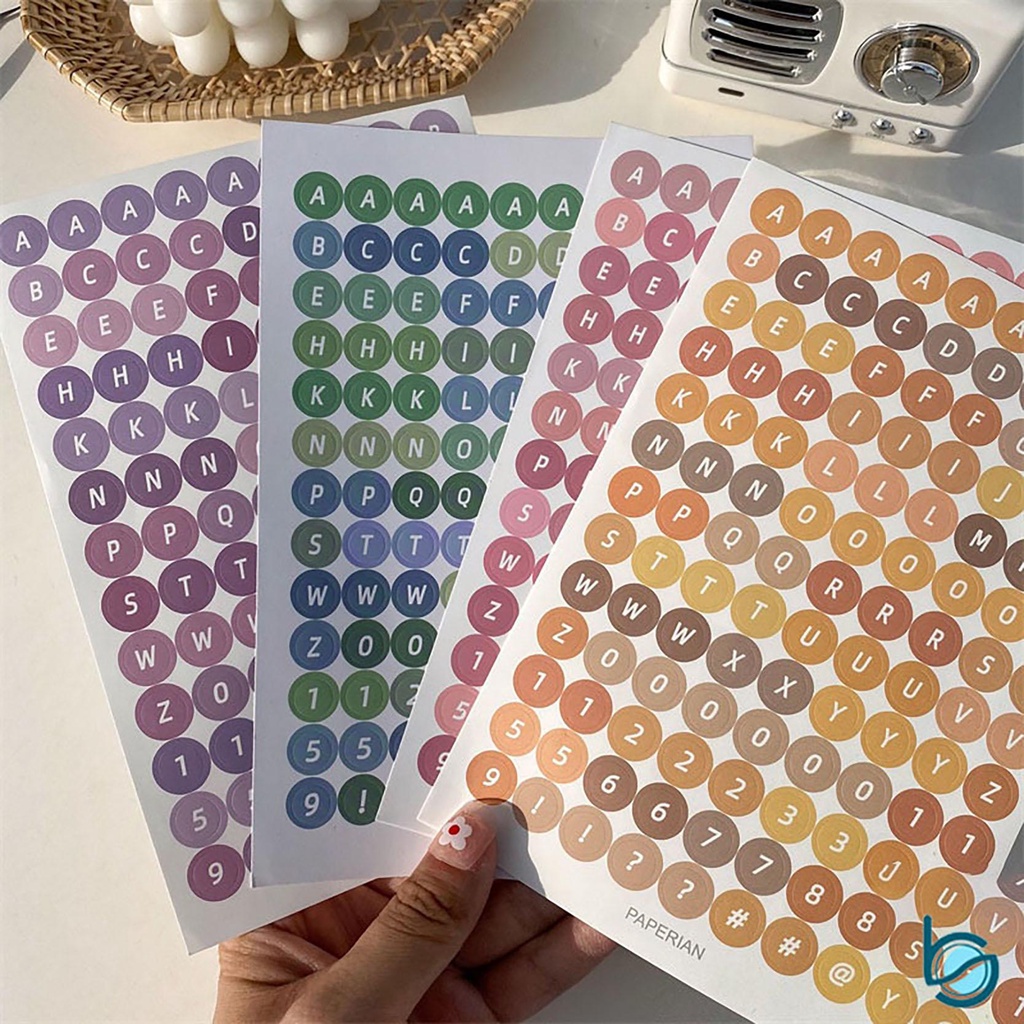 Jual Stiker Rounded Label/Sticker Alphabet Warna Menarik/Big sticker ...