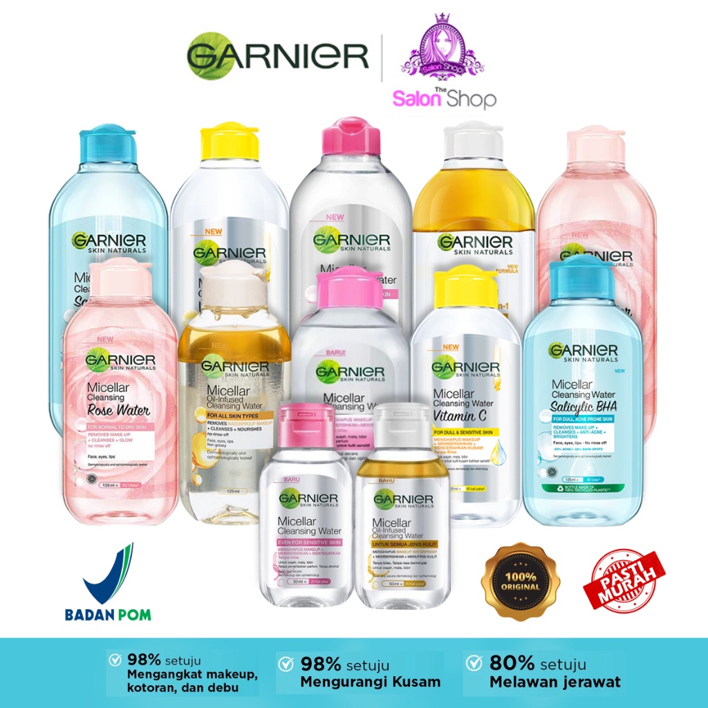 Jual Garnier Micellar Cleansing Water Pink | Blue | Salicylic BHA ...