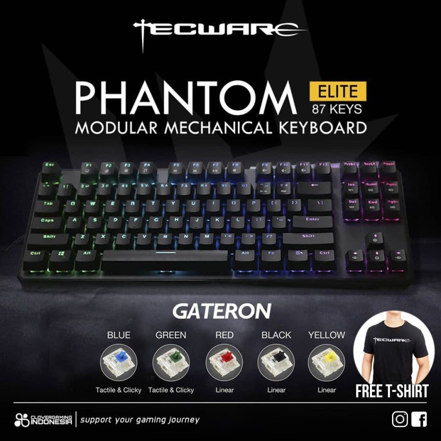 Jual Tecware Phantom Elite 87 TKL RGB Mechanical Gaming Keyboard ...