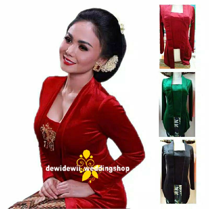 Jual Kebaya dan Sorjan Kebaya Bludru Kutubaru || On Model yuni sara - Maroon Lurik | Shopee ...